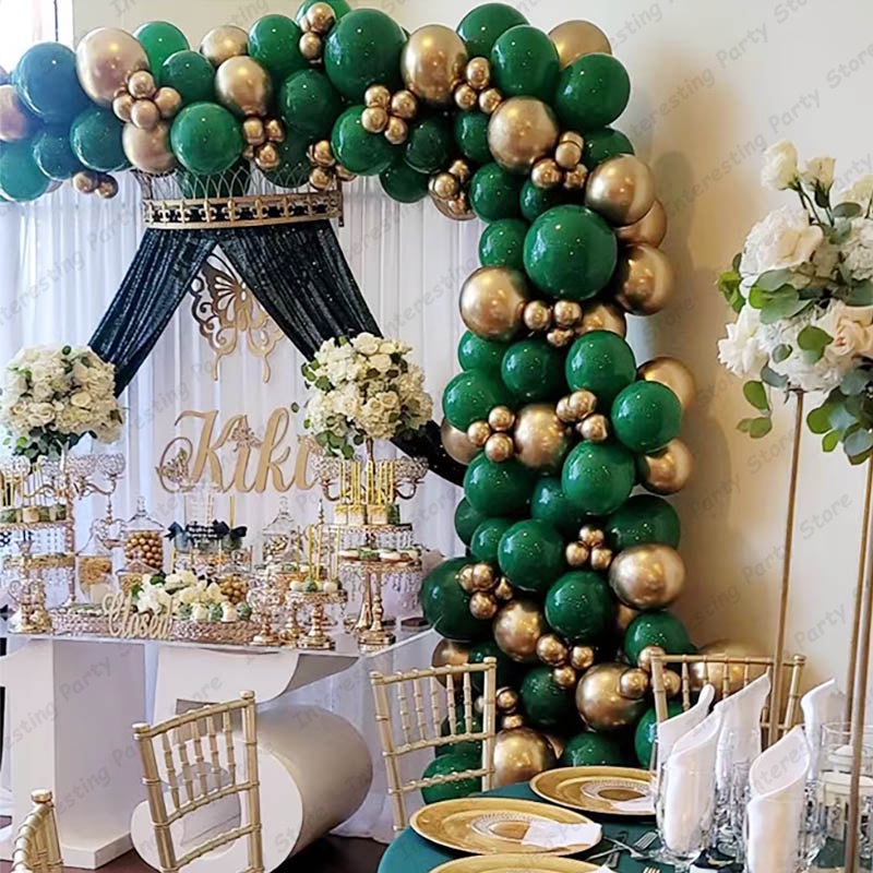 162pcs/set Metal Gold Ink Green Latex Balloon Garland Arch Kit Wedding Decorations Baby Shower ...