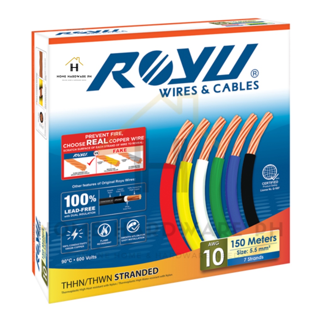 ROYU THHN WIRE #10 (5.50mm2) x150m | Shopee Philippines