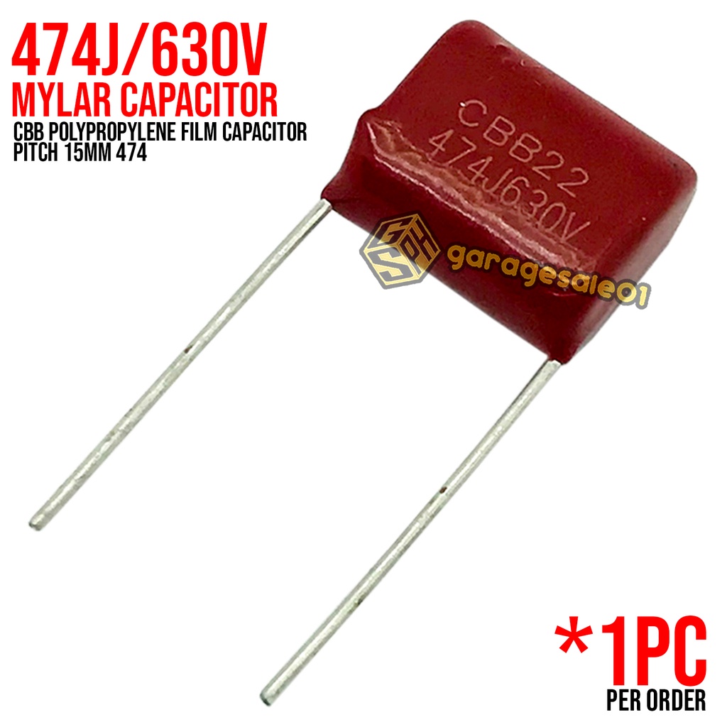 🟨474J 630V CBB Polypropylene film capacitor pitch 15mm 474 (PER PIECE)🟨 ...