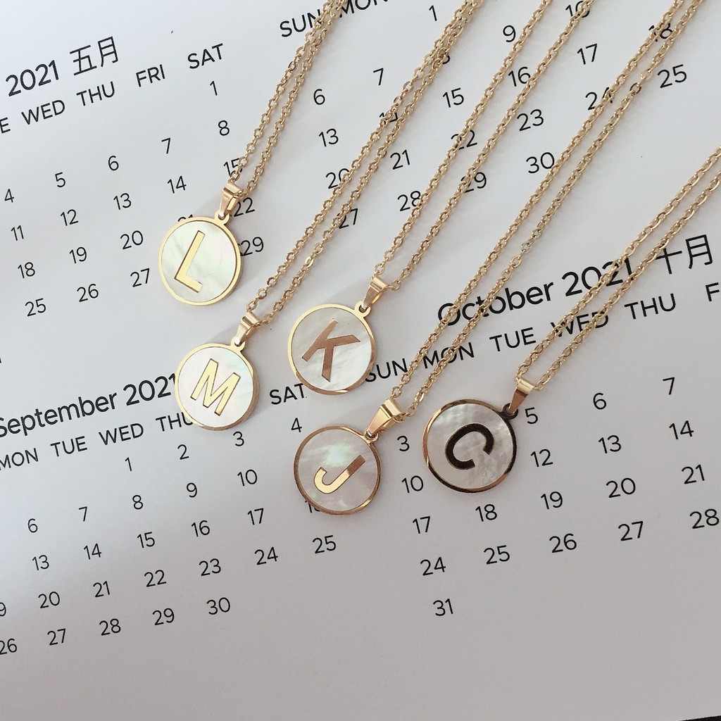 stainless steel shell letter pendant necklace | Shopee Philippines