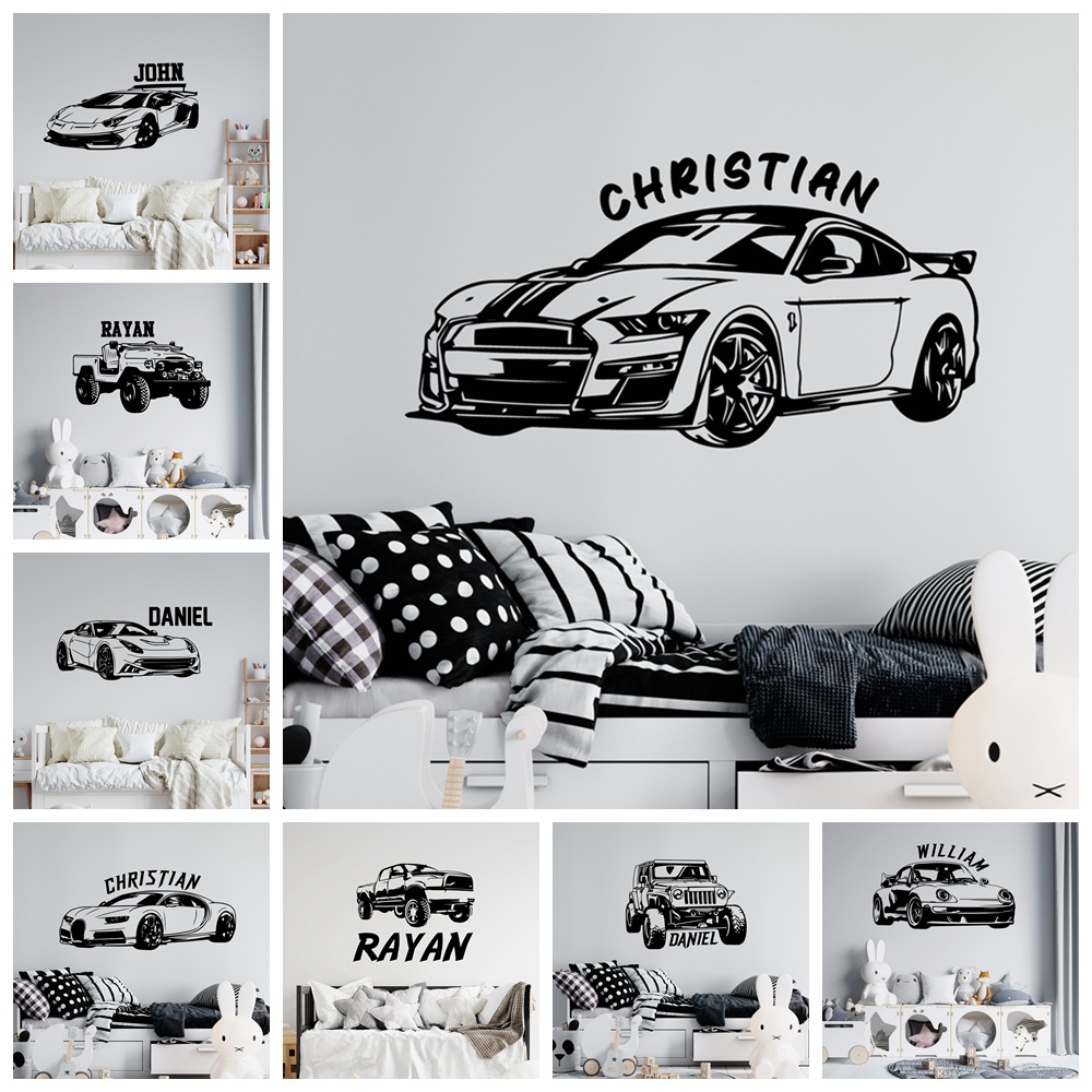 Cool Sports Car Custom Name Vinyl Wall Sticker For Kids Rooms Decal Car ...
