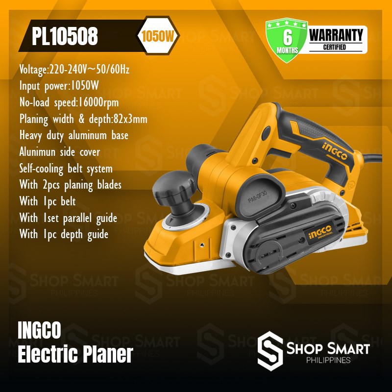 INGCO Electric Planer 1050W (PL10508 ) | Shopee Philippines