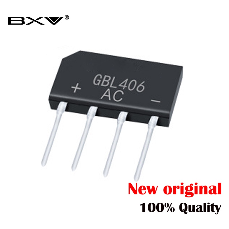10PCS GBL406 4A 600V in-line rectifier bridge stack flat bridge foot ...