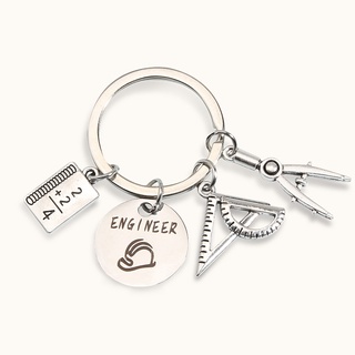 2024 Engineer Keychain Book Ruler Compasses Key Ring Architect Key ...
