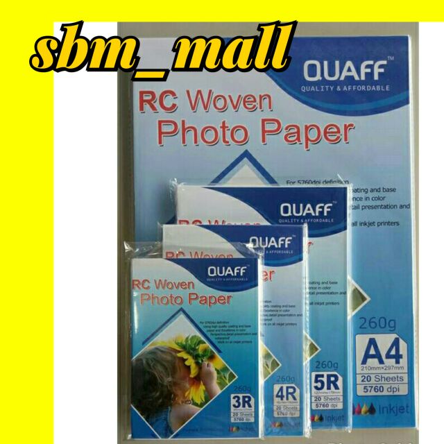 QUAFF RC WOVEN PHOTO PAPER 260gsm 3R_4R_5R_A4 | Shopee Philippines