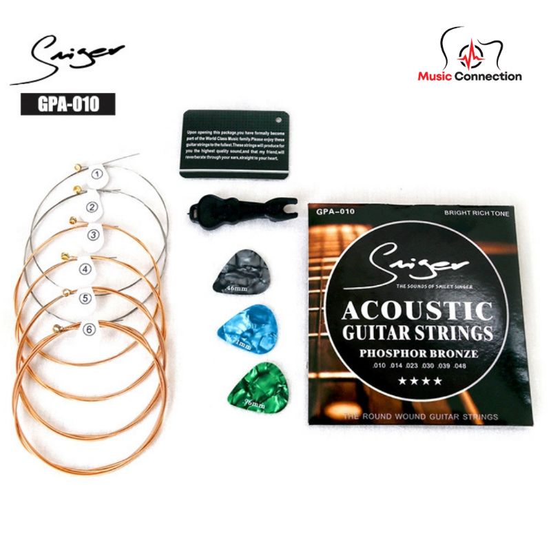 Smiger acoustic and electric guitar strings set with free picks ...