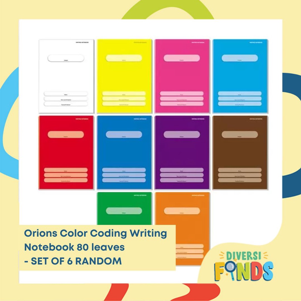 Orions Color Coding WRITING Notebook W/Plastic Jacket 80lvs- Set of 3 ...