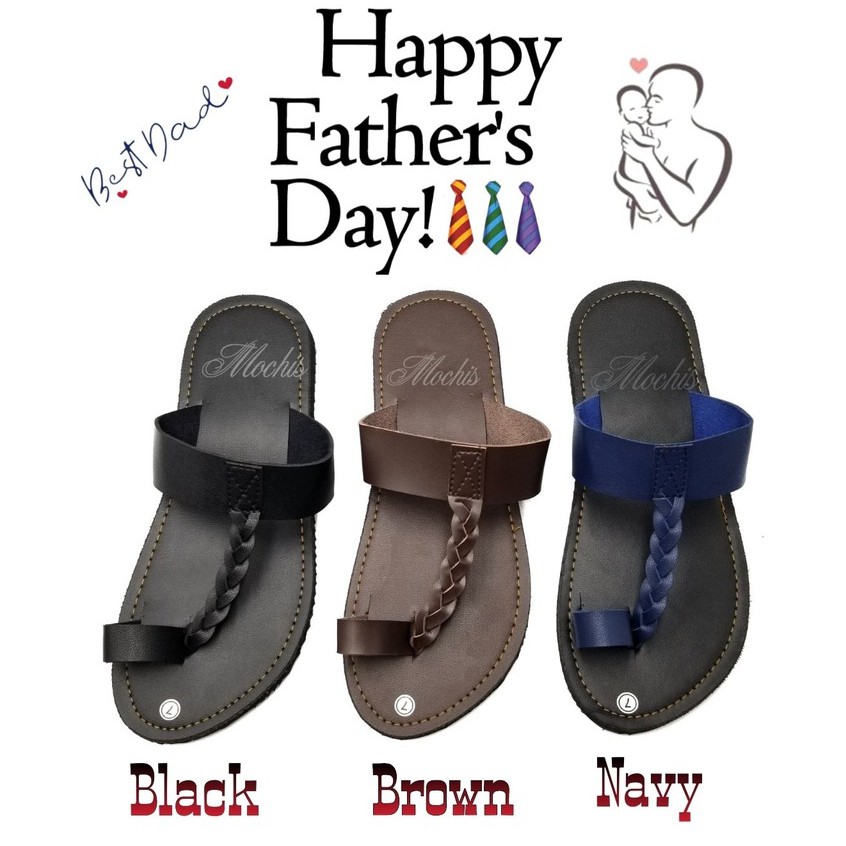 Marikina Men's One-Finger leatherette outdoor slippers with stitched ...