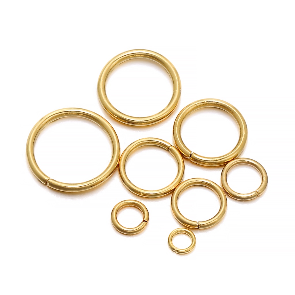 St.Kunkka 50-200 Pcs. Lot 4-10mm Stainless Steel 18K Gold Jump Ring ...