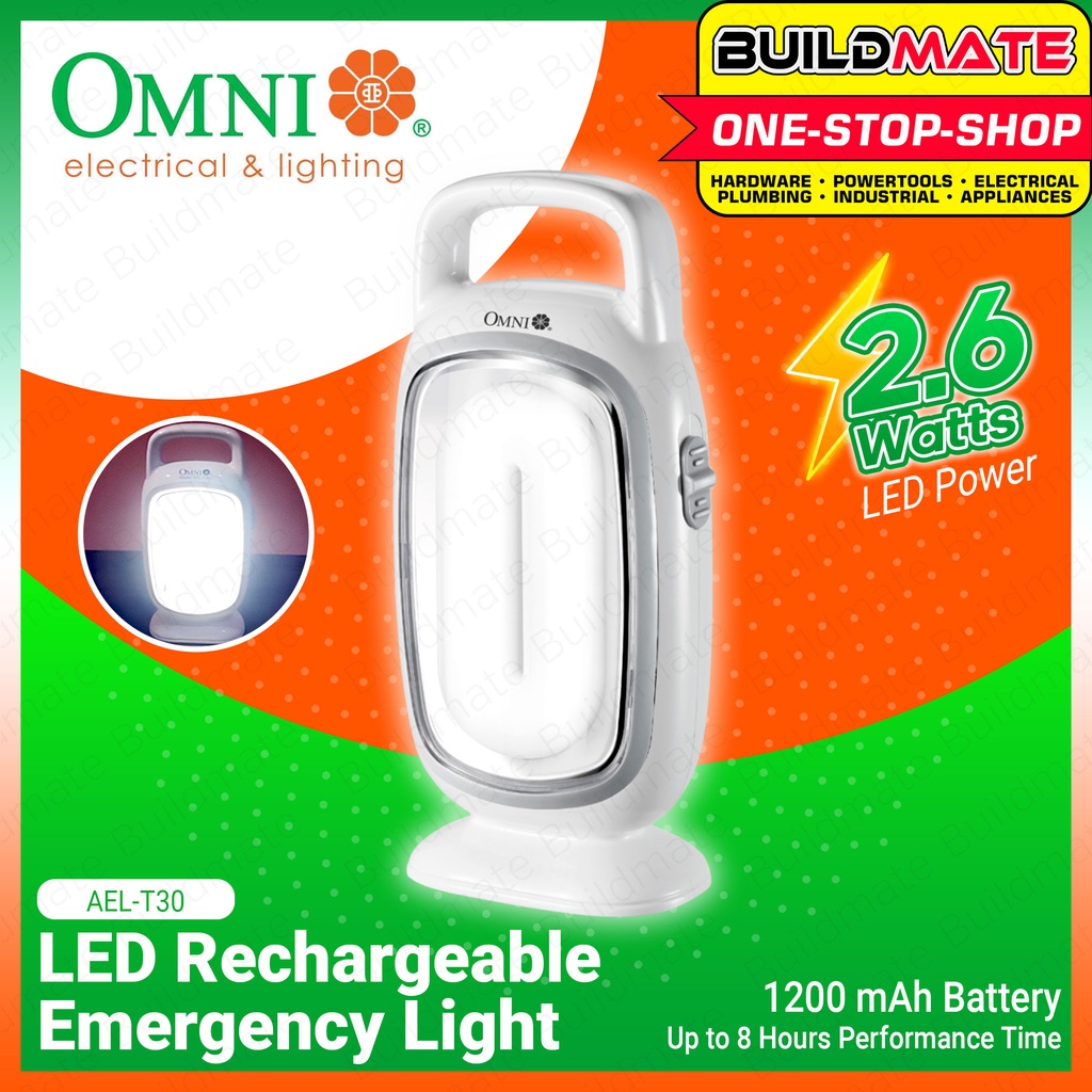 OMNI LED Rechargeable Emergency Light AEL-T30 •BUILDMATE• | Shopee Philippines