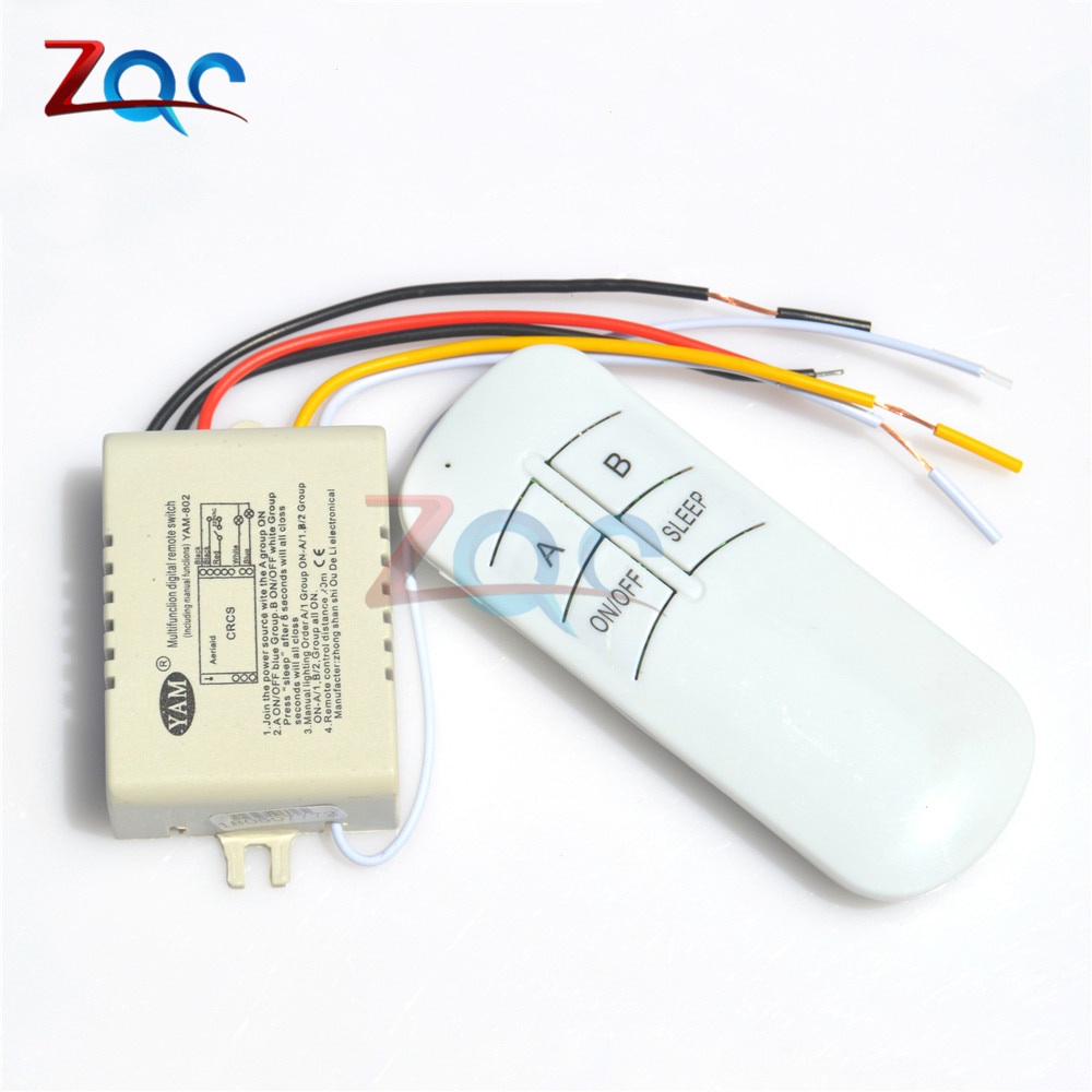 2 Way Relay LED Light Switch 220V 50/60Hz RF Remote Control Digital ...