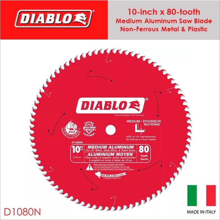 Diablo 10-inch 80-tooth Medium Aluminum, Non-Ferrous Metal & Plastic ...