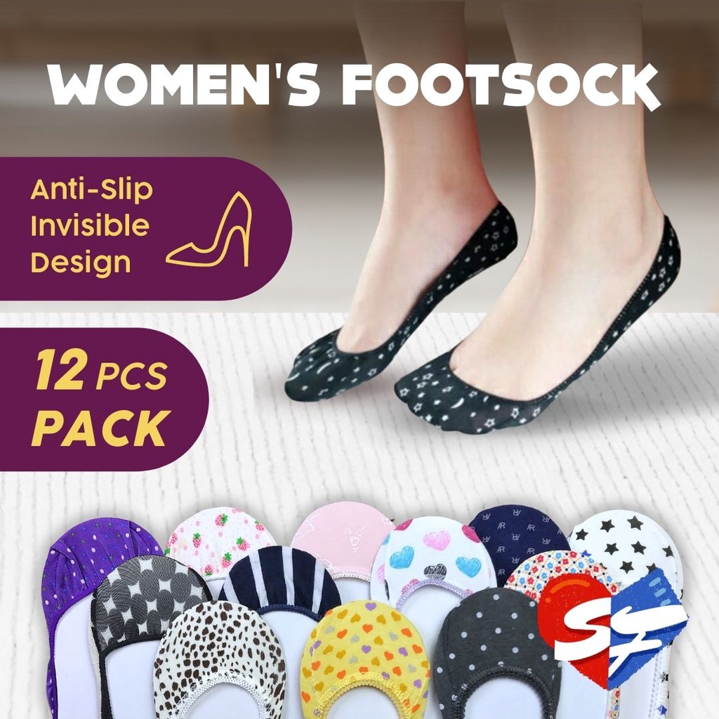 NEW STANFORD 12s Women's Foot Sock Slip On Foot Cover (Assorted Design ...