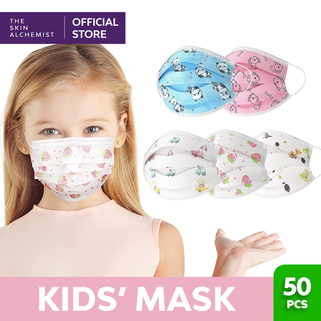 50 PCS Cute Children's Kids Disposable Face Mask Random Design ...