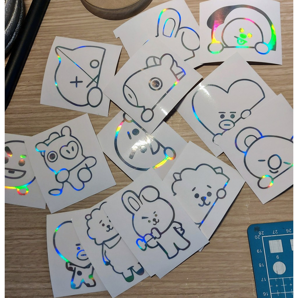 BT21 HOLOGRAPHIC Decal Vinyl Sticker WATERPROOF | Shopee Philippines