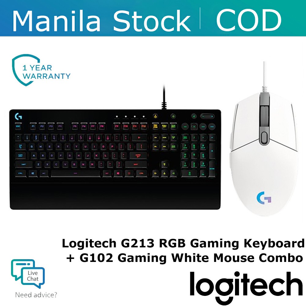 Logitech G213 Prodigy RGB Gaming Keyboard G102 Prodigy Gaming Mouse Bundle G213 + G102 ...