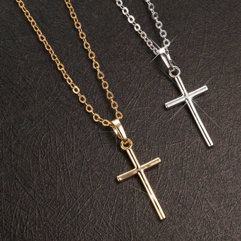 Korean Style Cross Necklace Crystal Zirocn Pendant Choker Clavicle ...