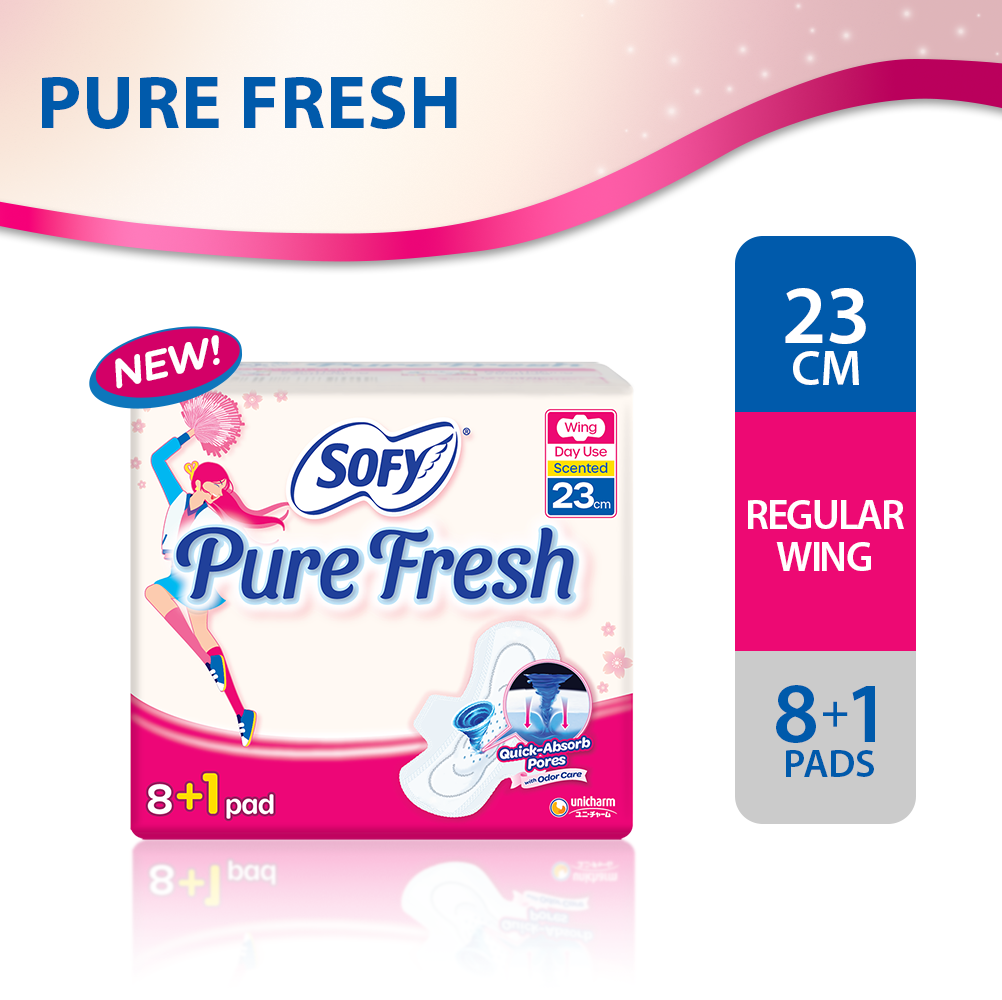 SOFY Pure Fresh Sanitary Napkin with Wings 23cm - 9 pcs | Shopee ...