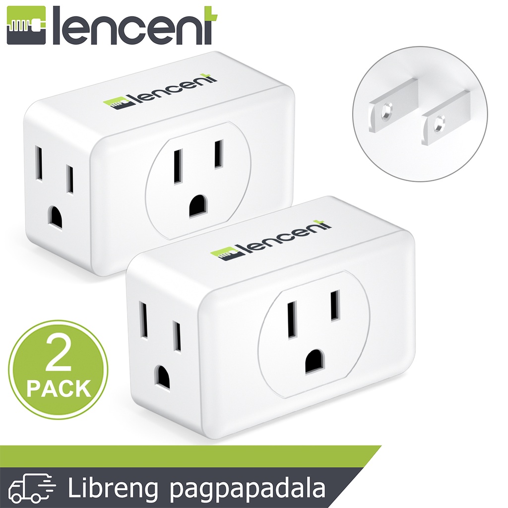 LENCENT 2 Pack Multi Plug 3 Prong to 2 Prong Adapter Extender with 3 ...
