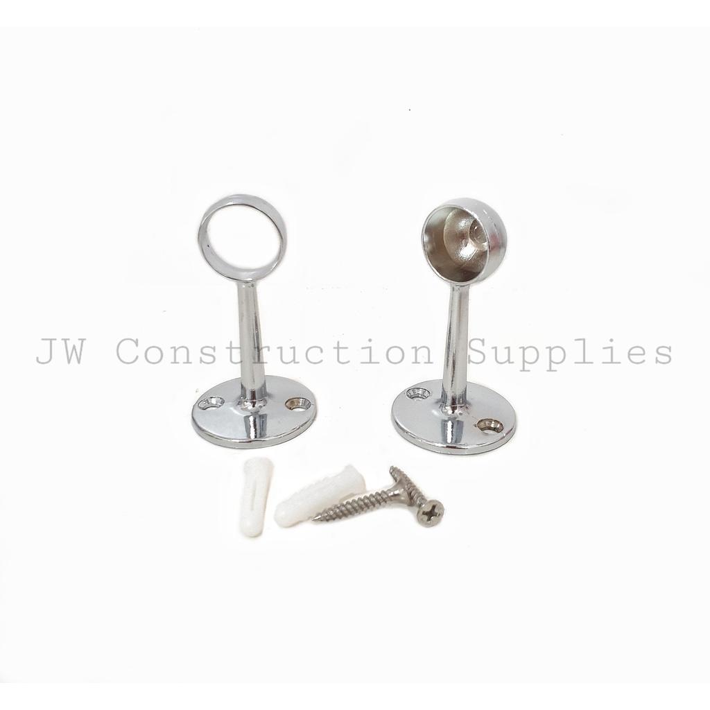 2B Curtain Rod Chrome End Post/ Center Post with Tox and Screws 3/4 ...