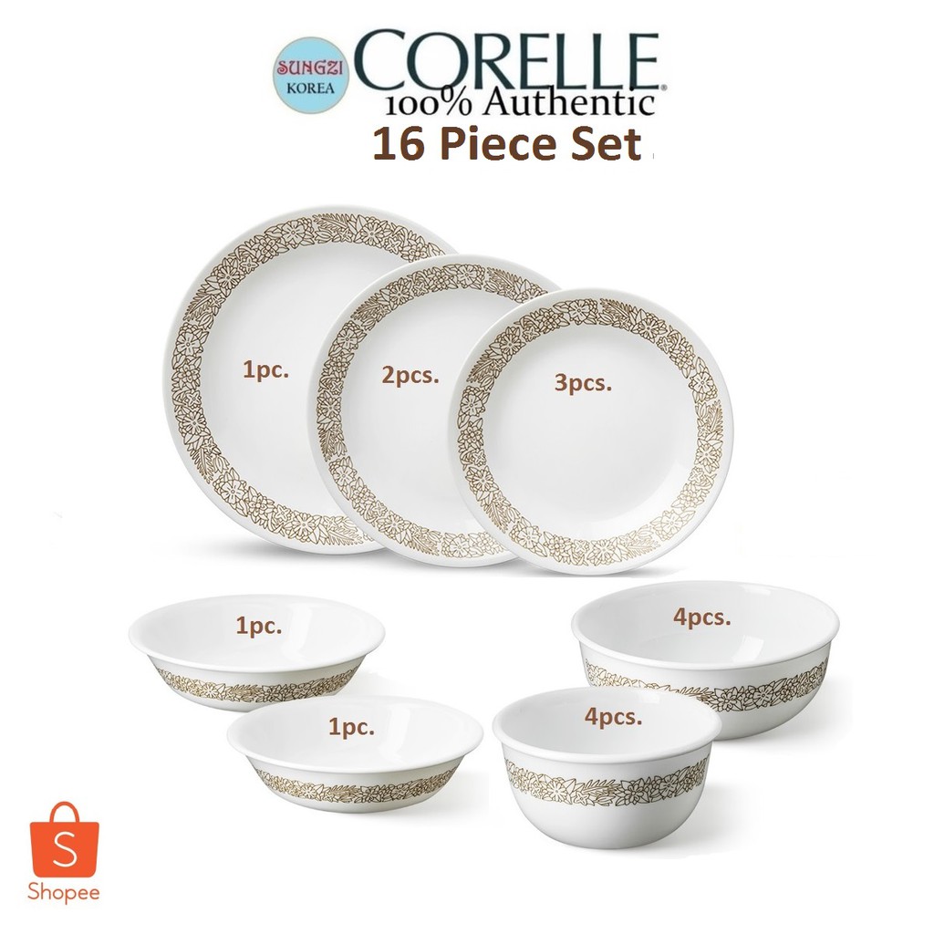 CORELLE Dinnerware 16 Piece Set (Woodland Brown) | Shopee Philippines