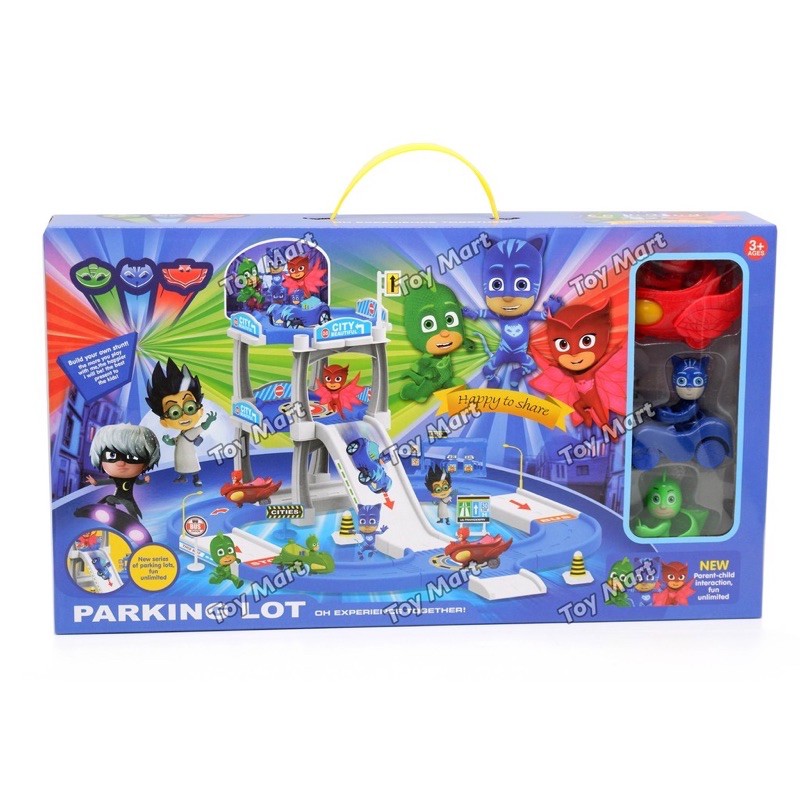 PJ Masks Car Parking Garage Lot Toys w/ Catboy Owlette Gekko Action ...