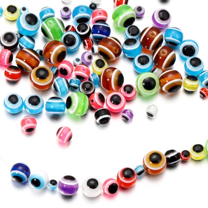 St.Kunkka 50Pcs 6 8 10Mm Acrylic Beads Devil'S Eye Loose Spacer ...