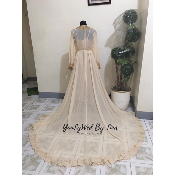 Chiffon Bridal Robe with long trail | Shopee Philippines