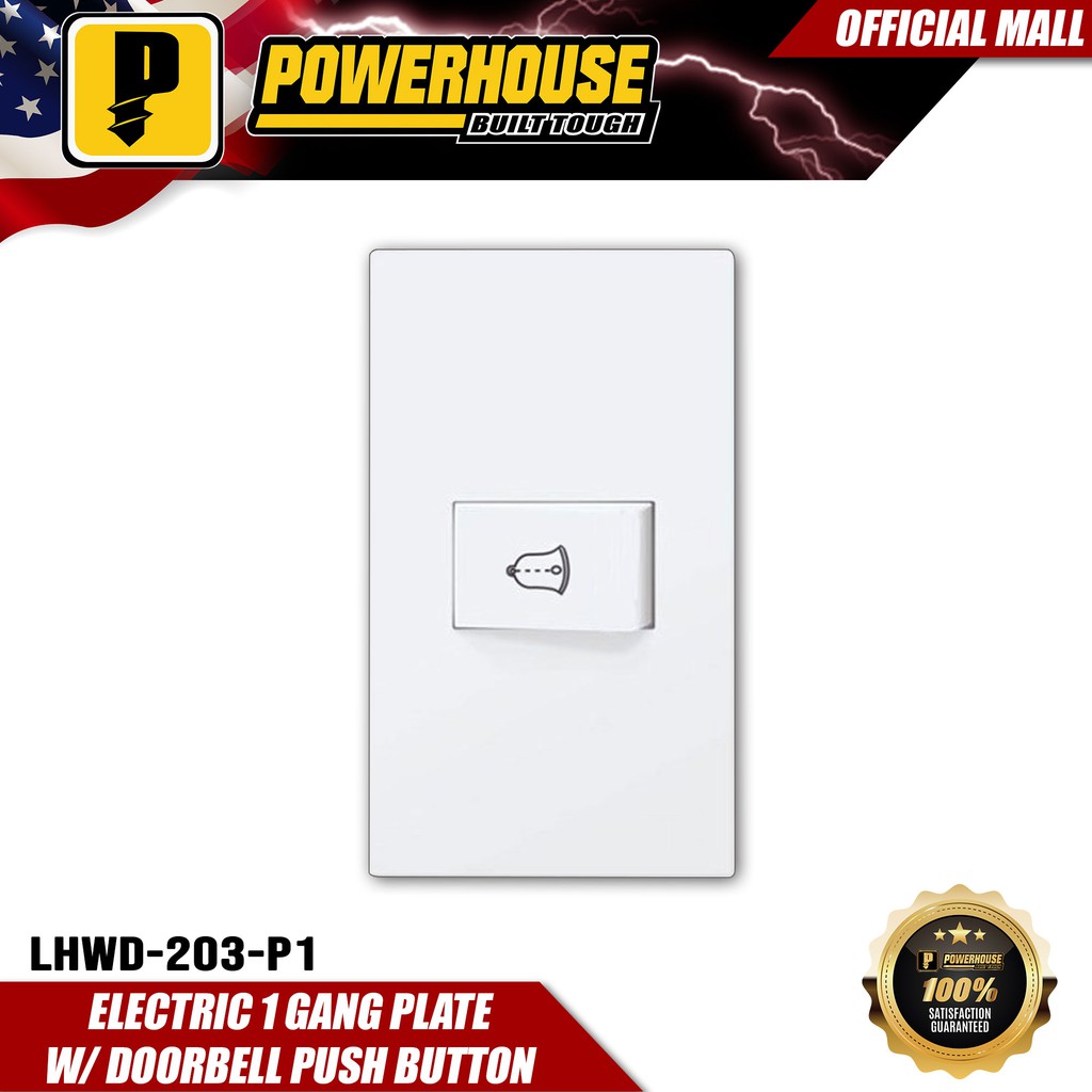 Powerhouse Electric 1 Gang Plate w/ Doorbell Push Button 120mm x 70mm ...