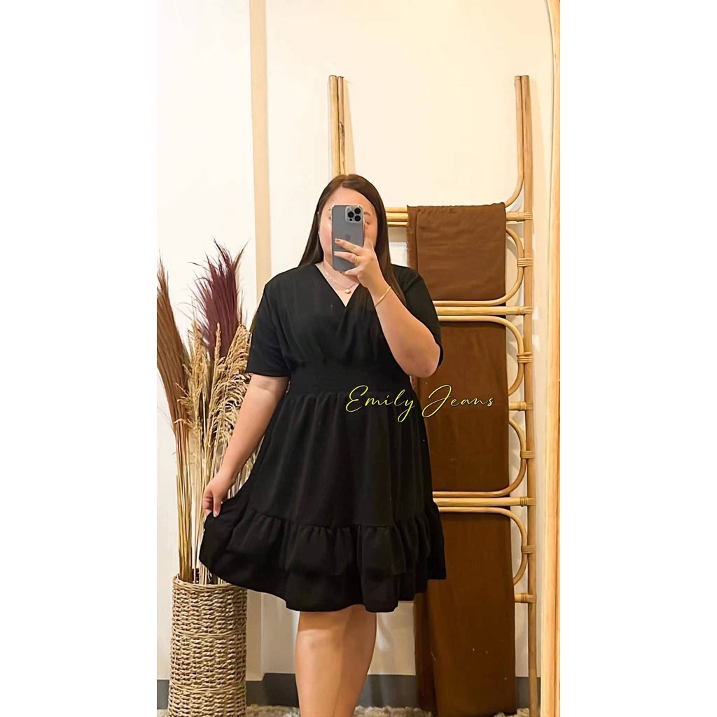 EMILY Plus Size S- 4XL Chest Overlap Casual Dress BESTSELLER 10579 ...