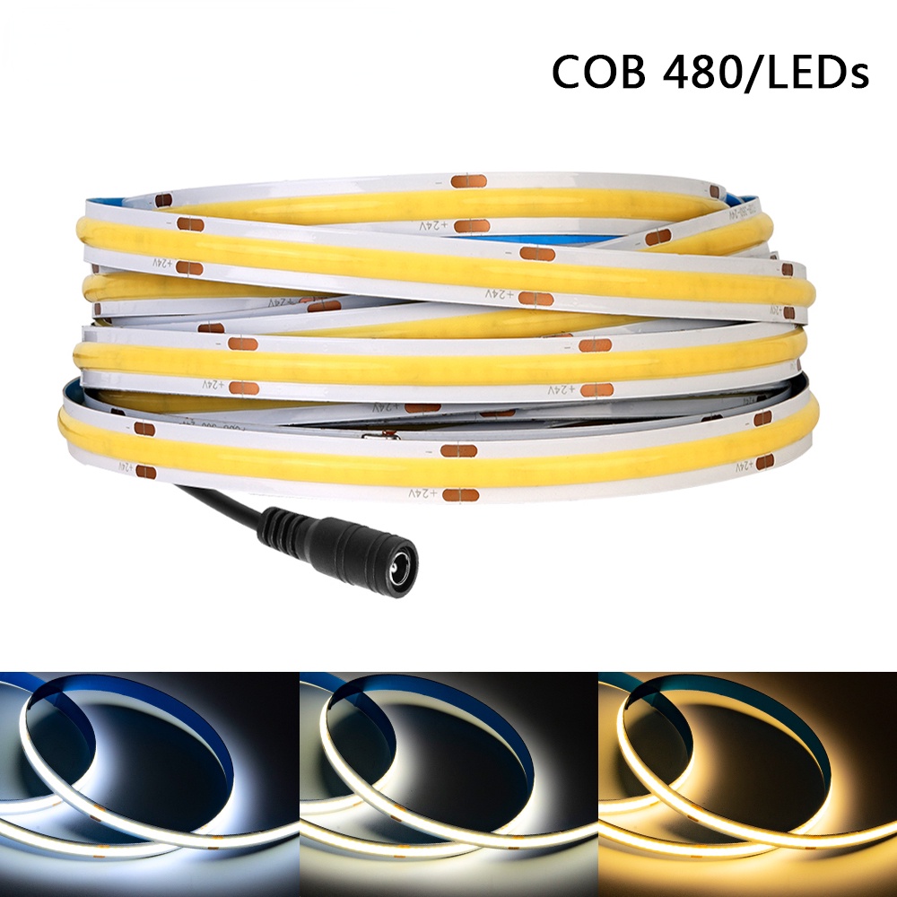 FCOB Strip Light 480 LED High Density Flexible FOB COB Led Light RA90 Warm Nature Cool White ...