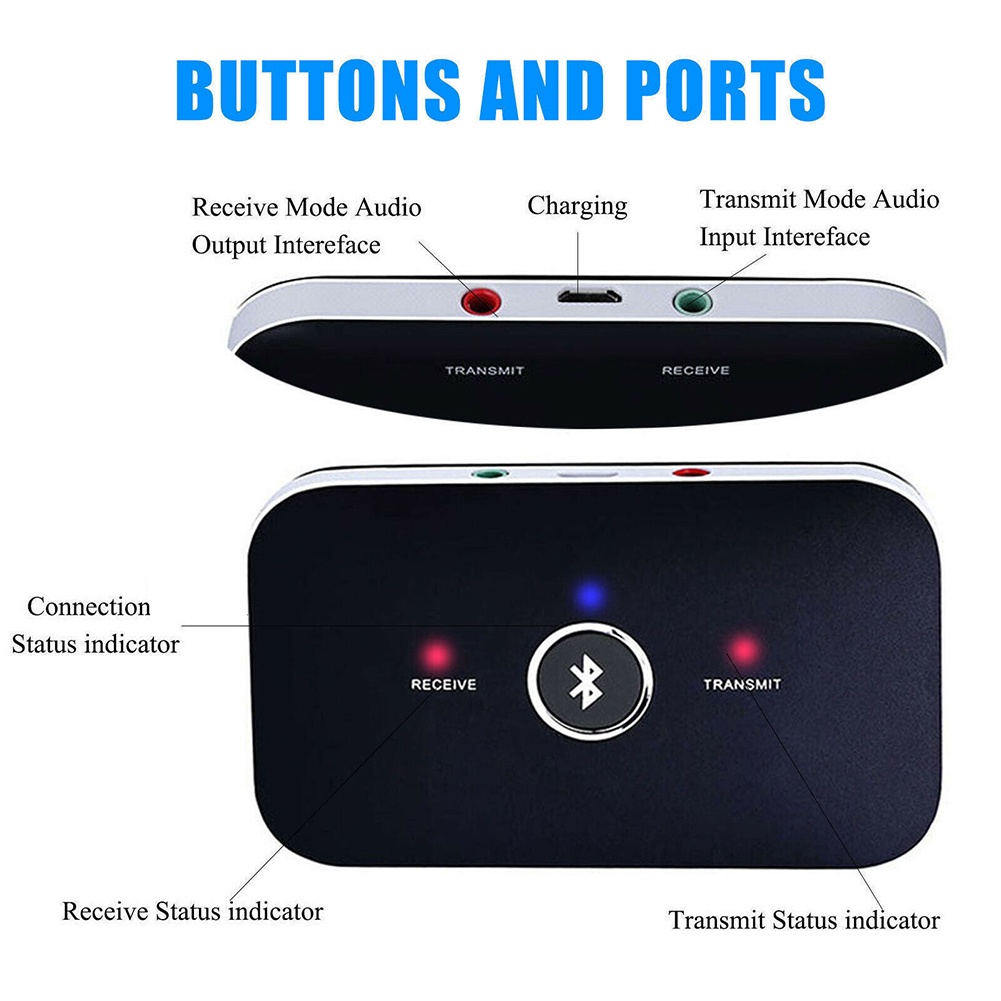 Bluetooth 5.0 Audio Transmitter Receiver 3.5mm AUX Jack RCA USB Dongle ...