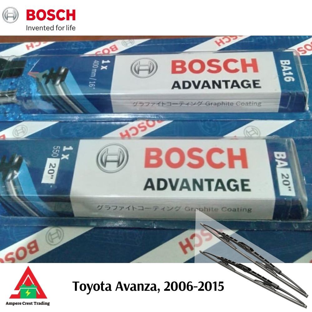 Bosch Advantage Wiper (Set of 2, 20+16) for Toyota Avanza, 2006-2015 (20/16) | Shopee Philippines