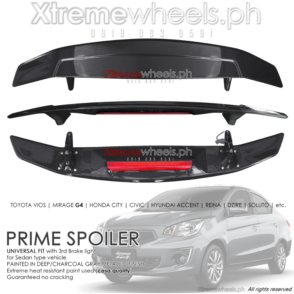Prime Universal Spoiler Charcoal Gray Metallic finish for Vios, G4 ...