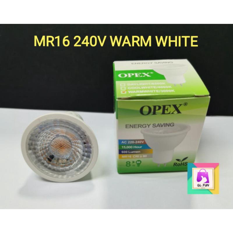 OPEX 8W LED HALOGEN BULB MR16 240V | Shopee Philippines