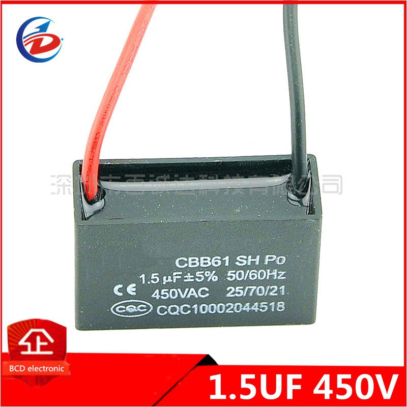 5pcs CBB61 starting capacitance AC Fan Capacitor 1.5uf 450V CBB Motor ...