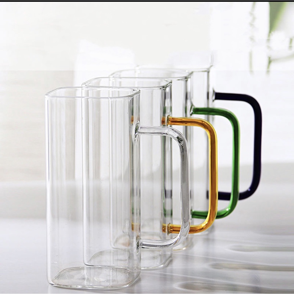 Transparent Heat-resistant Square Glass cup Water Milk Coffee Cup Mug ...