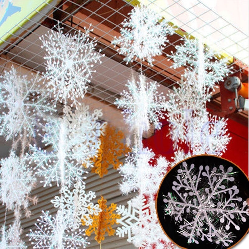 30Pcs Holiday White Snowflake Snow Flakes Ornaments Christmas Tree and ...