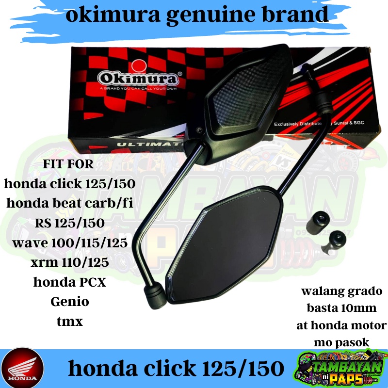 ORIGINAL OKIMURA GENUINE 10MM NO GRADE SIDEMIRROR FOR honda click 125/ ...