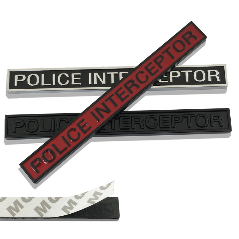 Car Styling 3D Metal Sticker Police Interceptor Logo Car Trunk Badge ...