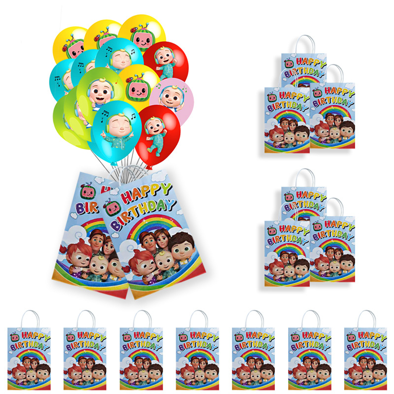 Coco melon Birthday Party Paper Bag Ballons Coco melon Family Gift Bag ...