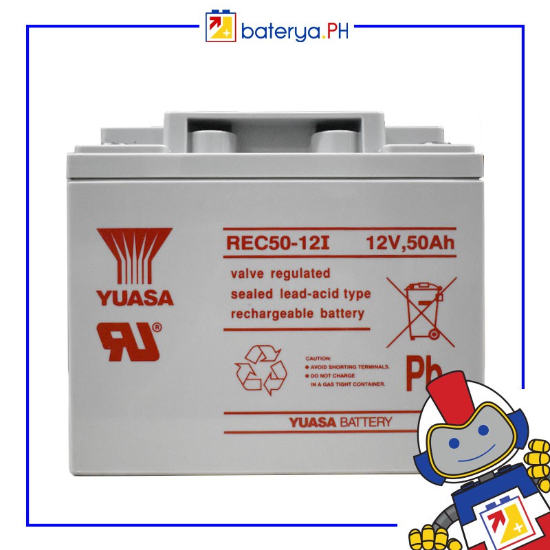 Sealed Lead Acid Battery Yuasa 50A 12V REC50-12I (L: 7.75 X 6.49 x H: 6 ...