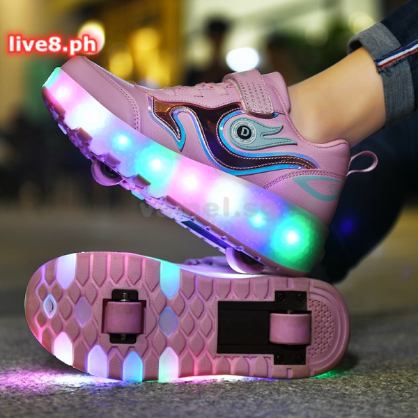 Live8.ph Kids LED Double Roller Skate Shoes Chargeable Boy And Girls ...