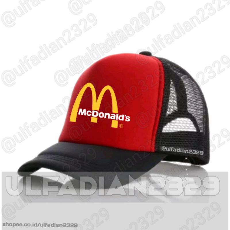 MERAH Mc Donald Trucker Hat - Premium Black-Red-Black Mc Donald Hat ...