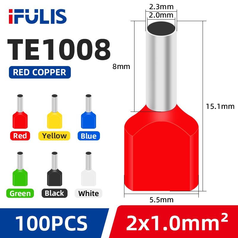 TE0508 TE1508 TE2508 Tubular Crimp Terminal Electrical Wire Insulated ...