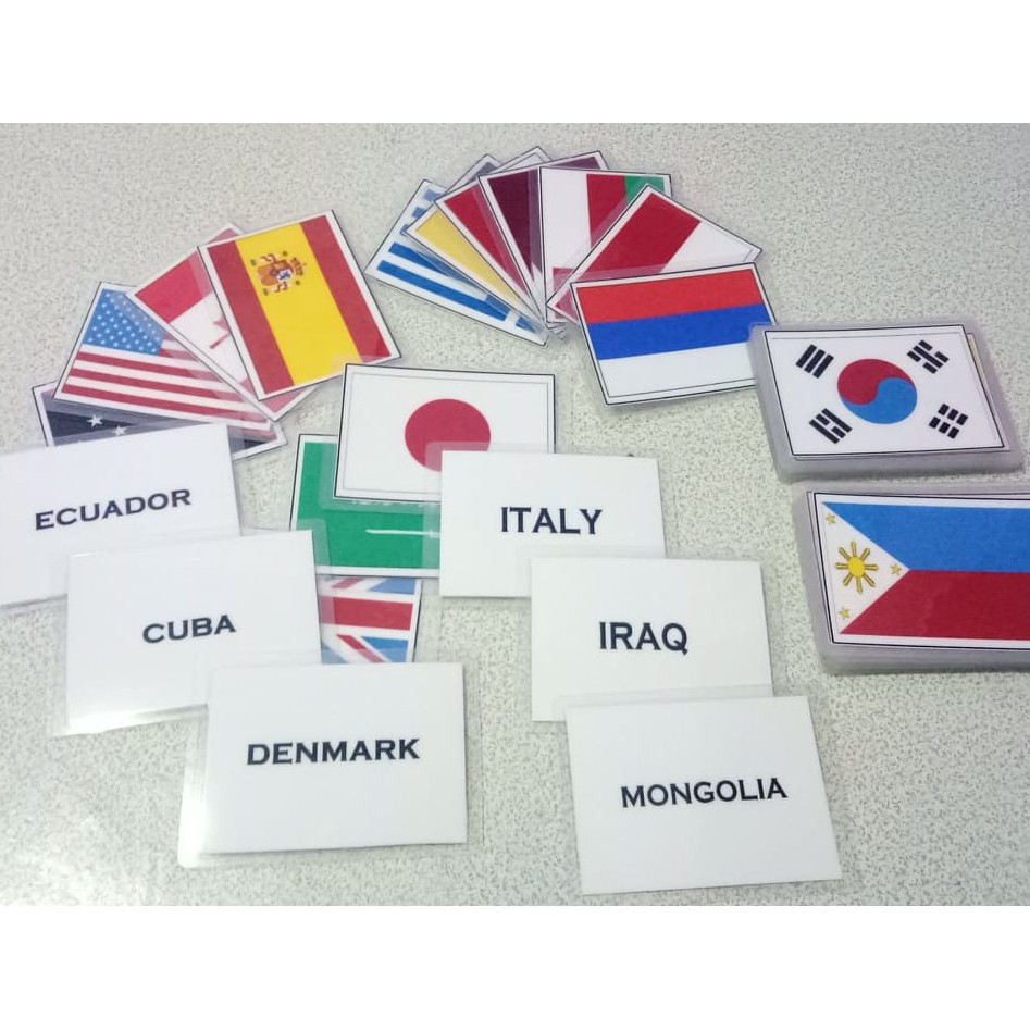WORLD FLAG flash card / drill cards COUNTRY & CAPITAL at the back ...
