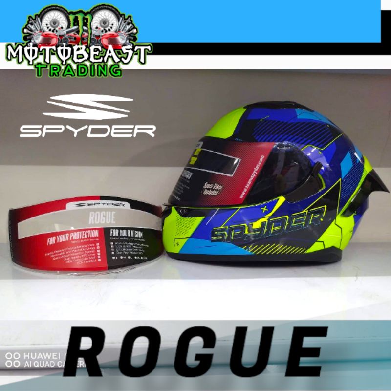 SPYDER Rogue GD Fullface Dual Visor Helmet w/ Free Extra Clear Visor ...