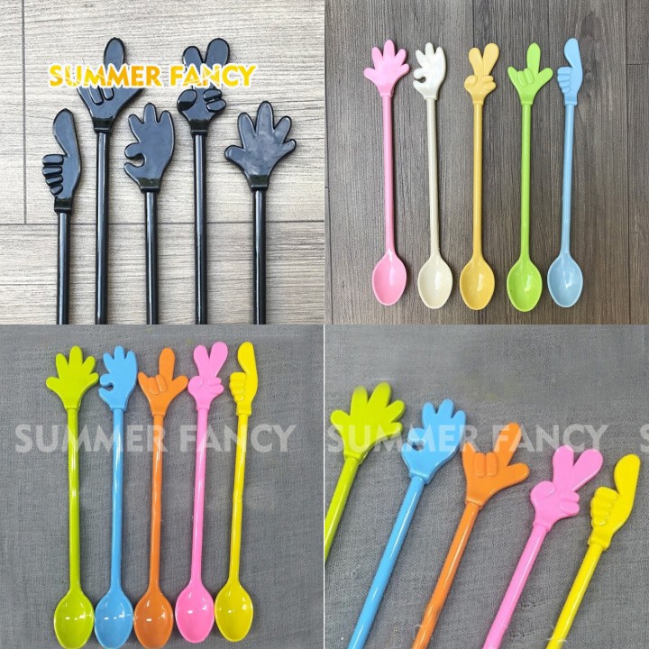 5 hand-shaped 20cm stirring spoons in 5 colorful styles for restaurants ...