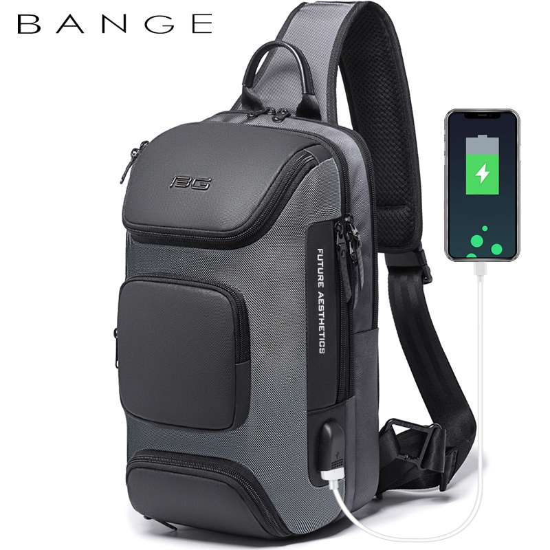 BANGE BG-7086 Fashion chestbag for men messenger USB bag outdoor travel ...