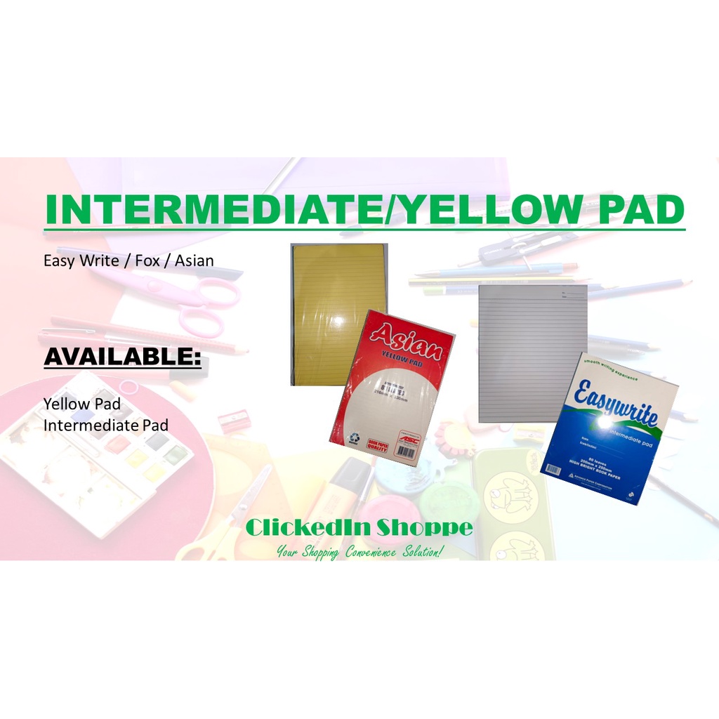Intermediate / Yellow Pad 1 Pad Only School Supplies | Shopee Philippines